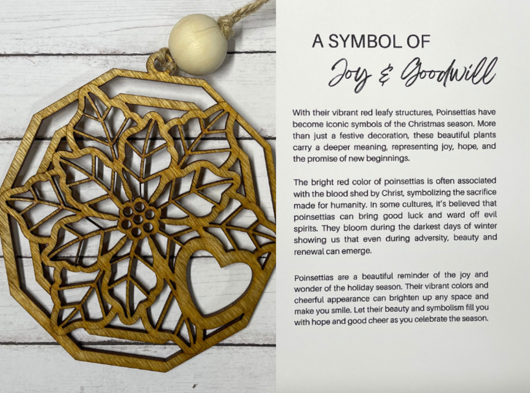 Symbol of Joy and Goodwill Poinsettia Charm/Ornament – Plums & Roses